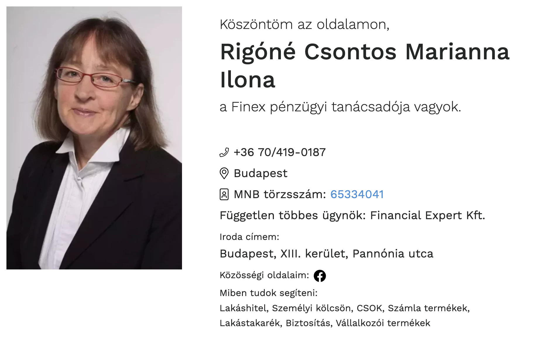 Rigóné Csontos Marianna Ilona - oldala | bankradar.hu
